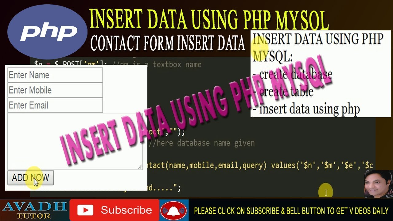contact form using php mysql | how to add data using php mysql | insert data using php mysql