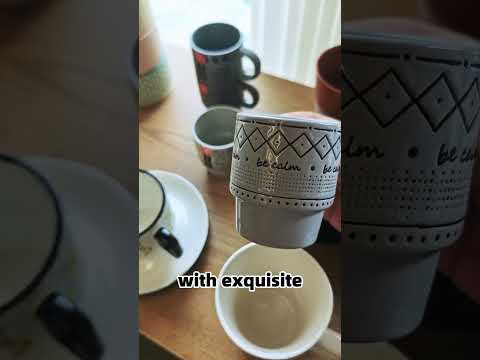This is a set of 60ml coffee cups with exquisite retro patterns and 4 progressive blue-gray colors.