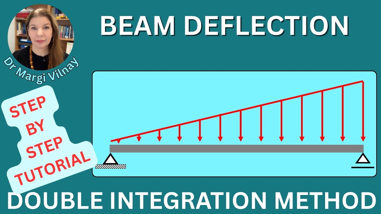 Beam Deflection | Double Integration Method Tutorial | Beam with Triangular Distributed Load Example