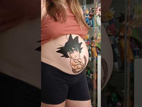 Body Painting #pregnancy/ Baby Goku from Dragon Ball with acrylics #bellypainting #goku #dragonball