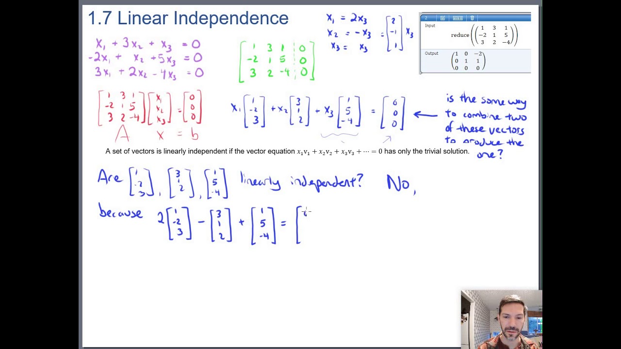 An intro to Linear Independence (Math 204 Section 1.7 video 1)