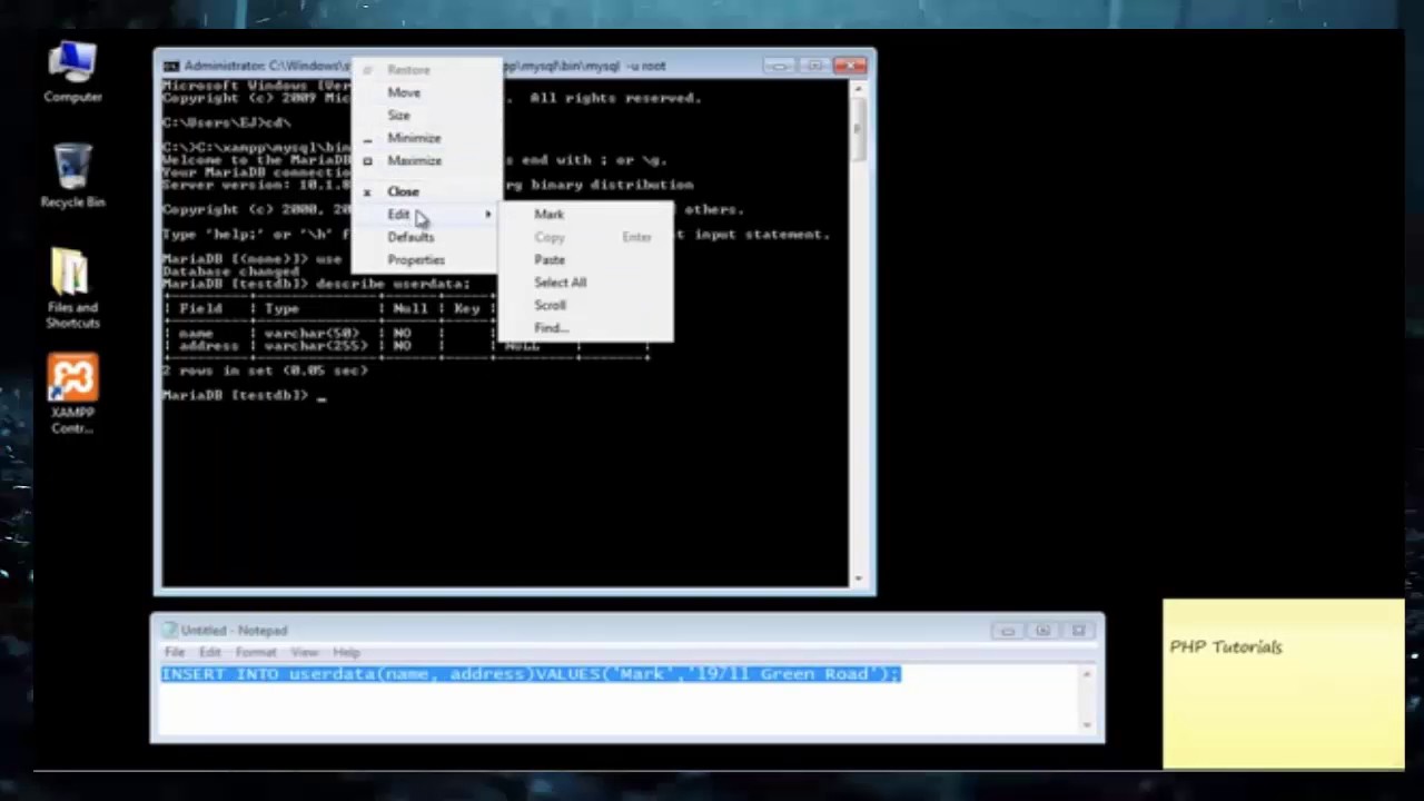 PHP Tutorial for Beginners    Insert data into database