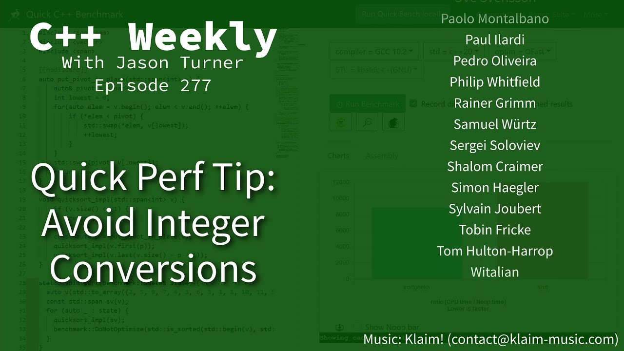 C++ Weekly - Ep 277 - Quick Perf Tip: Avoid Integer Conversions