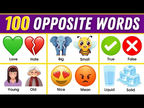 100 Opposite Words - Part 2 | Antonyms In English | Common Opposites | English Vocabulary