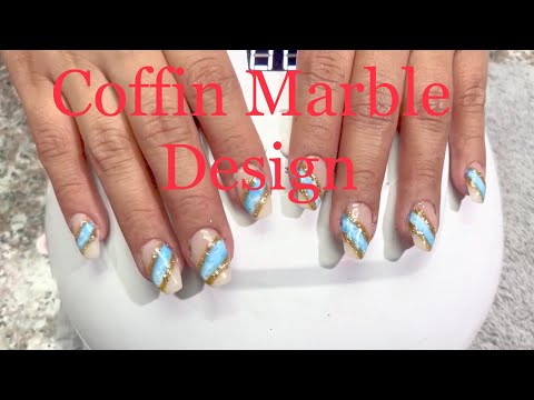 How To Do Coffin Marble Design Art On Dipped Nails - By The Nail Academy