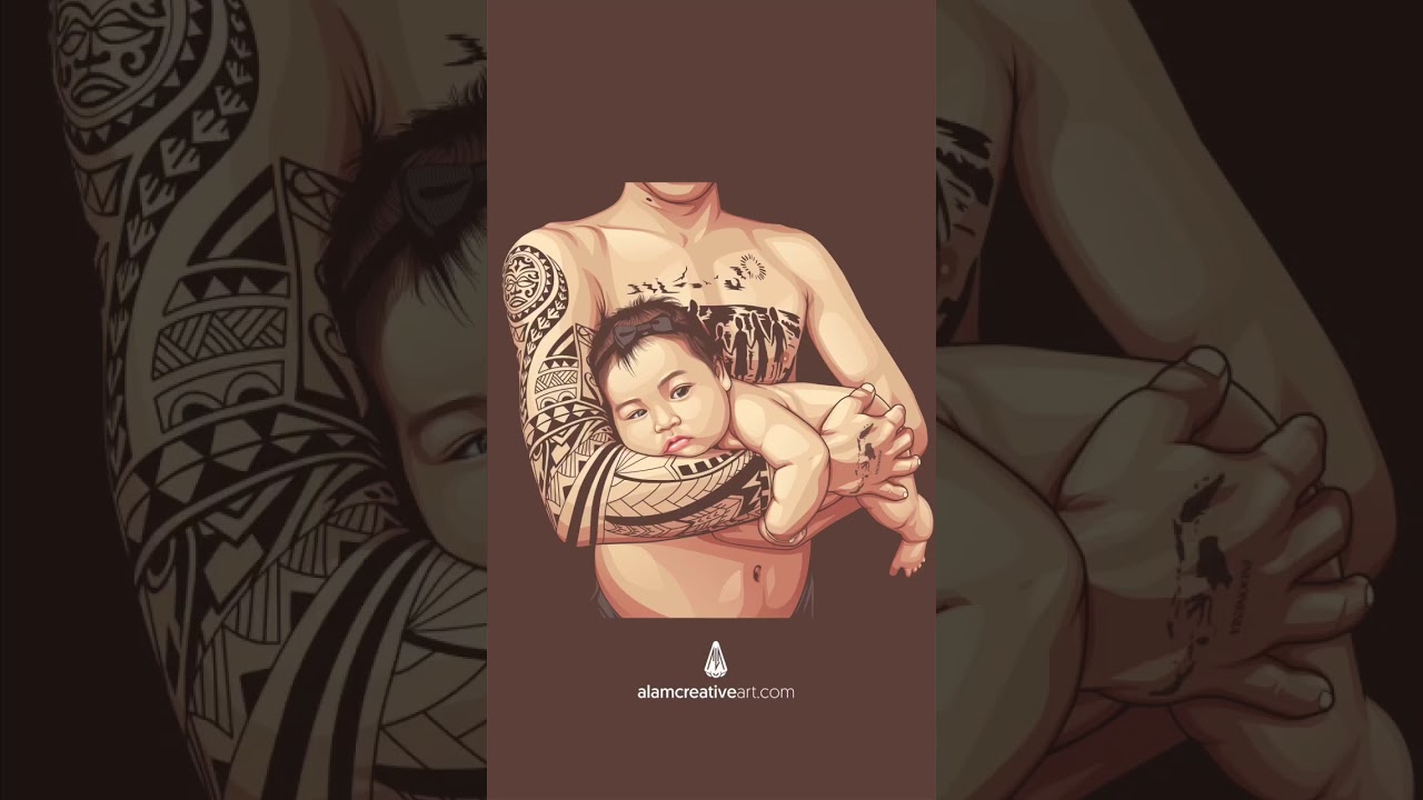 Baby and daddy vector art #shorts #vector #alamcreative