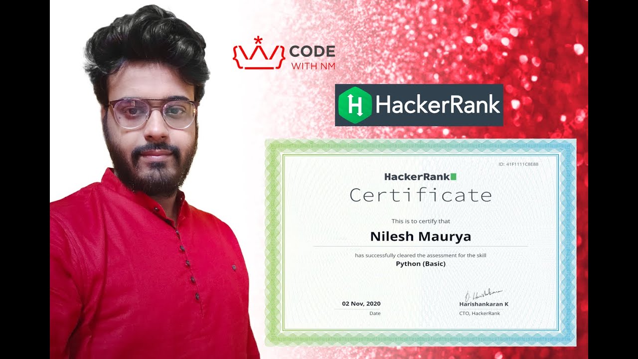 Python (Basic) Certification | Hackerrank Certifications | CODE WITH NM
