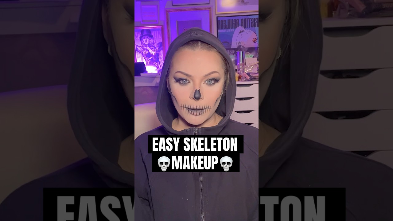 GOT A TOOTHPICK!?💀you can do skeleton makeup!! vc: @lenkalul #easyhalloweenmakeup #skullmakeup