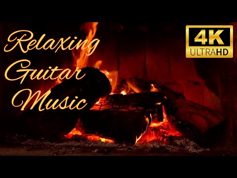 Relaxing Spanish & Acoustic Guitar Music | Fireplace Ambience (NO ADS) 4K #relaxingmusic