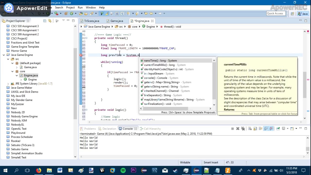 2D Java Game Tutorial: E2 -  Improved Game Loop