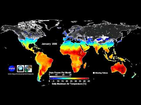 Satellite observed monthly mean daily maximum air temperature & frozen period