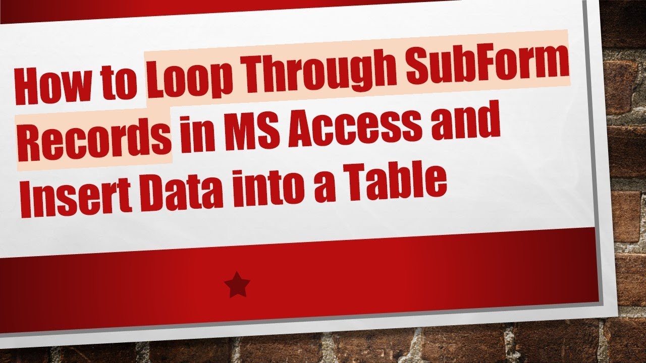 How to Loop Through SubForm Records in MS Access and Insert Data into a Table