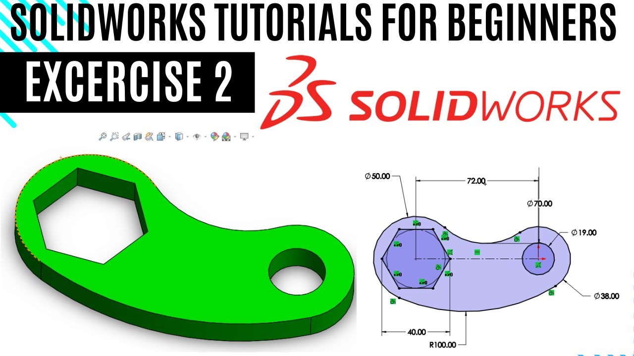 SolidWorks Learning exercise 2 for beginners|SolidWorks Tutorials|Basic sketching commands & extrude