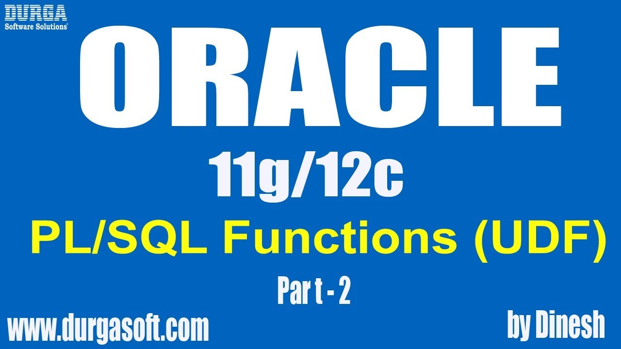 Oracle || PL/SQL Functions (UDF) Part - 2 by dinesh