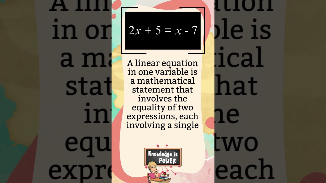 What is a Linear Equation in one Variable? #math #education #mathematics #maths