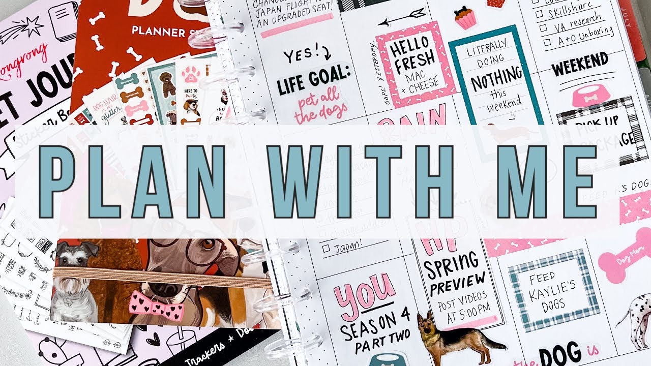 Plan With Me - Big Vertical Happy Planner - Rongrong Dog & Bullet Journal Sticker Books - March 2023