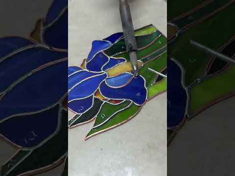 Soldering an Iris Flower Stained Glass in Bloom