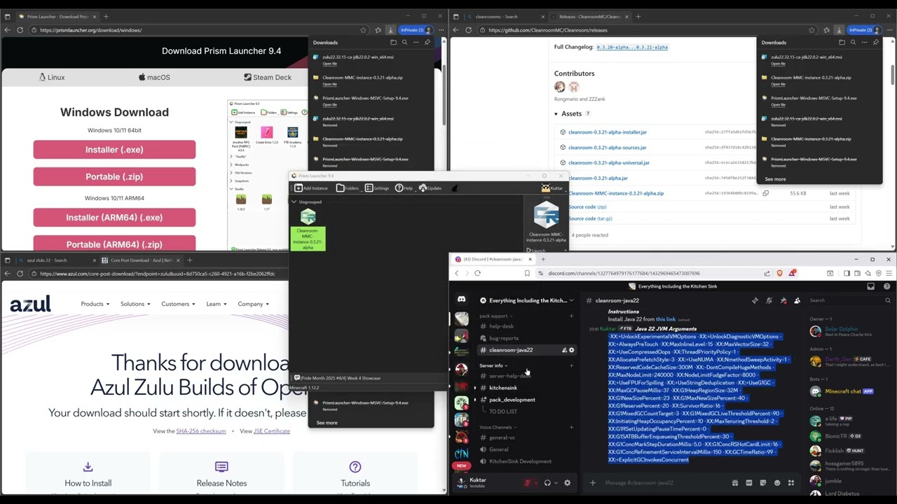 How to install and use cleanroommc with kitchensink pack
