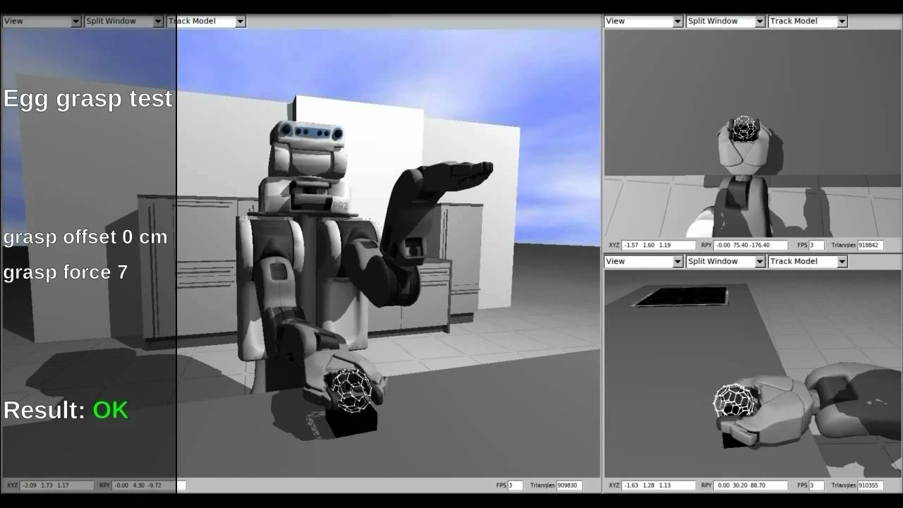 Simulating an egg grasping task
