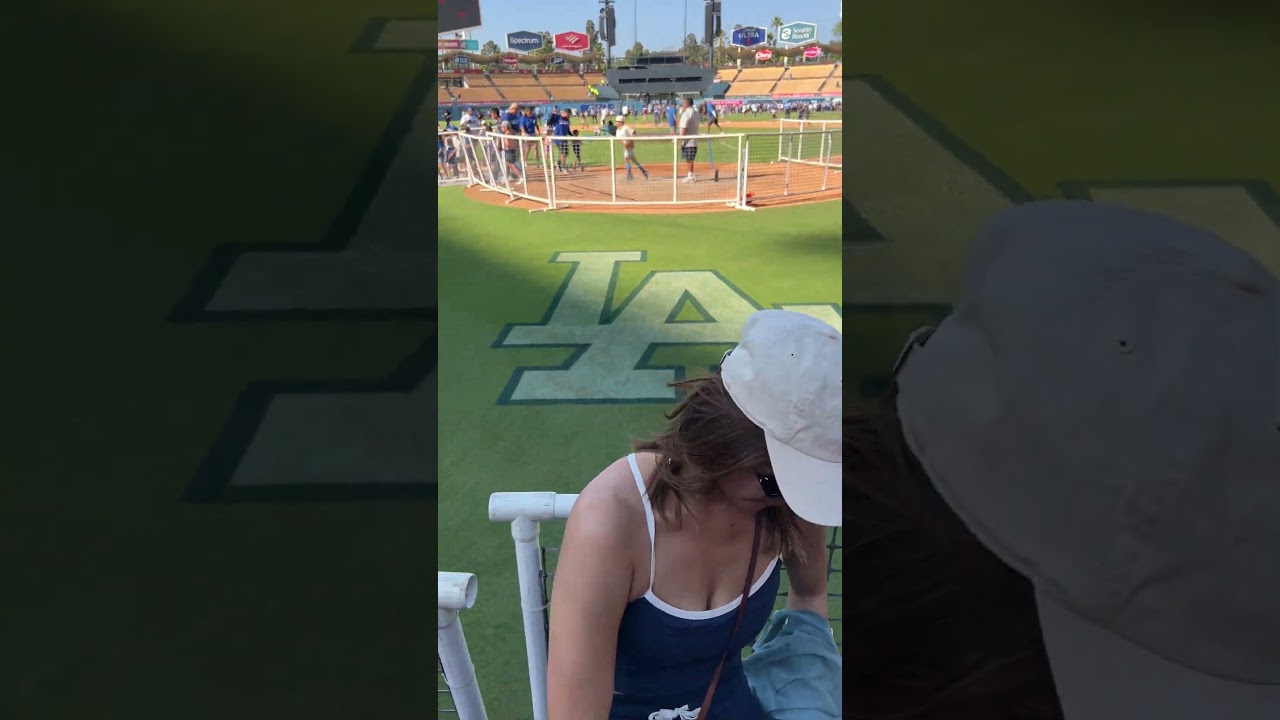 Got a chance to see the large LA logo closeup on the field of Dodger Stadium #la #logo #dodgers