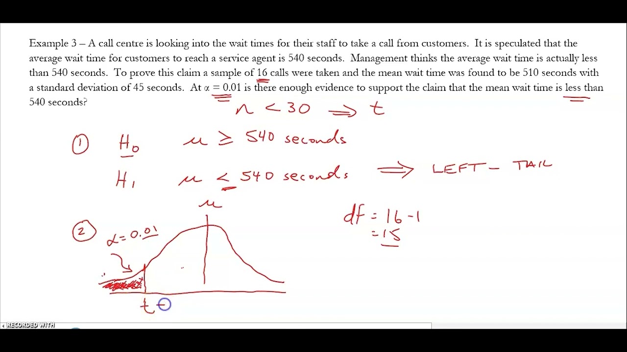 08   Hypothesis Testing Small Sample Size Example 3