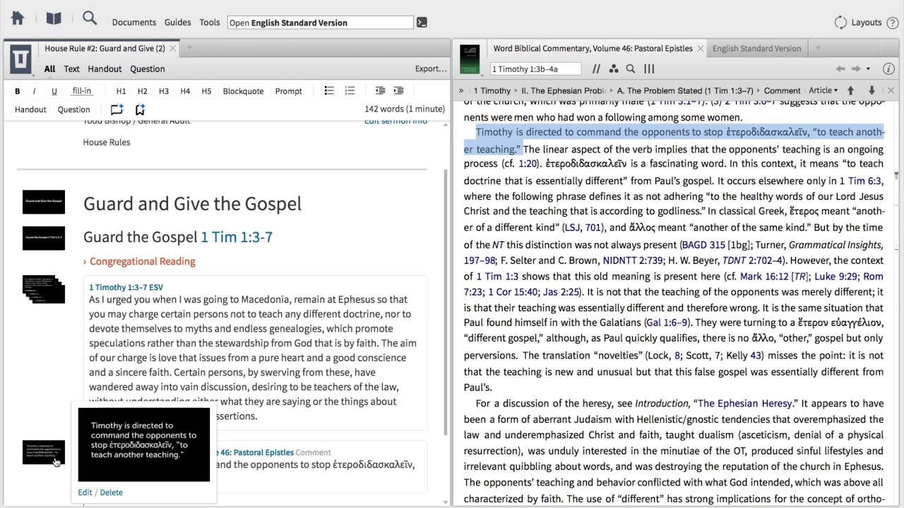 Explore the Logos 7 Sermon Editor