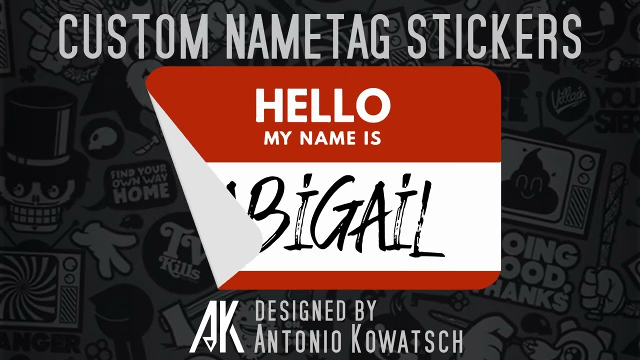 Custom Red Nametag Sticker for Abigail