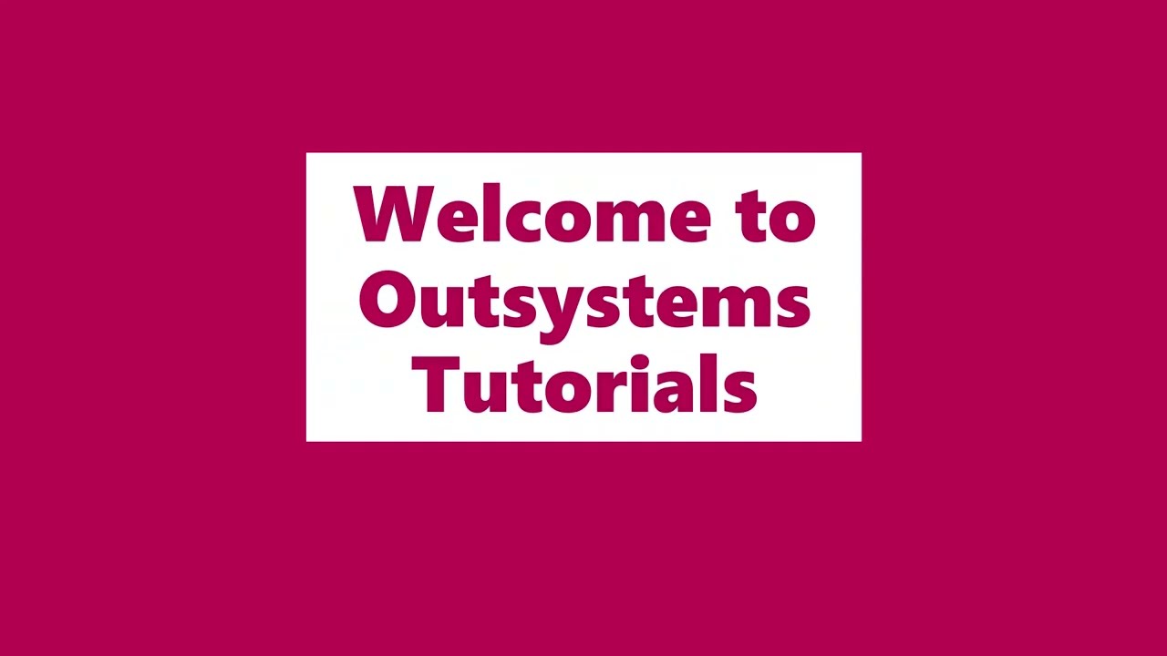 1. Create First Outsystems Application