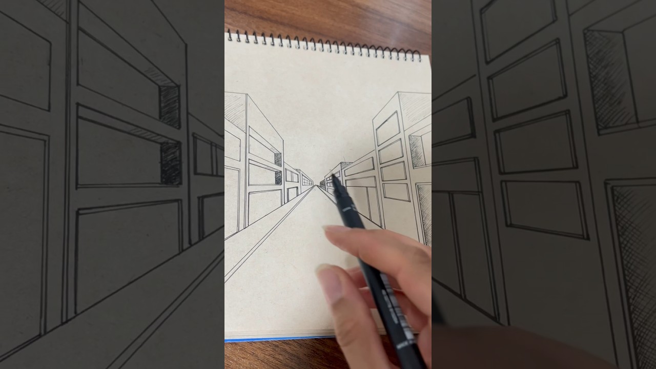 Easy One-Point Perspective City Street Drawing Tutorial