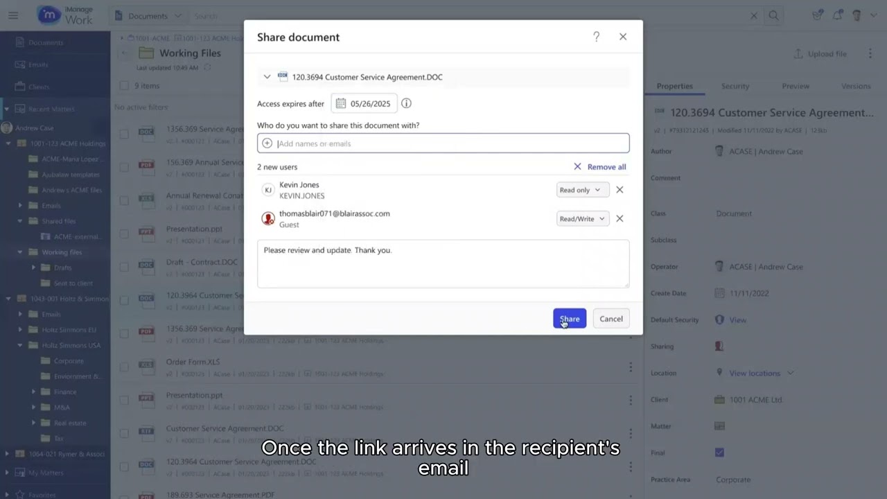 iManage collaboration link