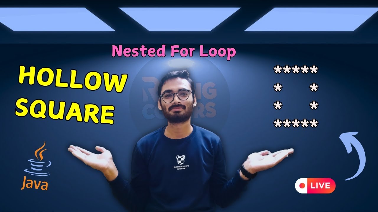 Hollow Square Pattern in java. Star pattern program in java. #coding #patternprograms #java