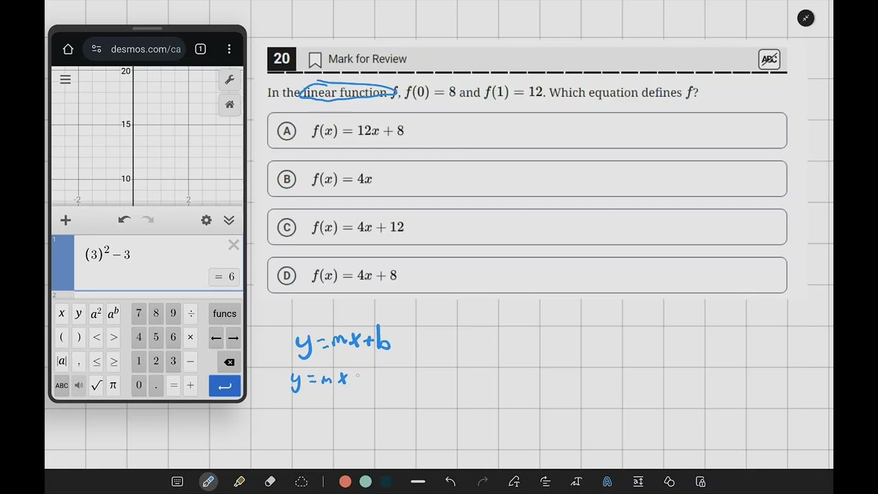 How to Solve Linear Function Problems | Bluebook SAT Math Question Explained