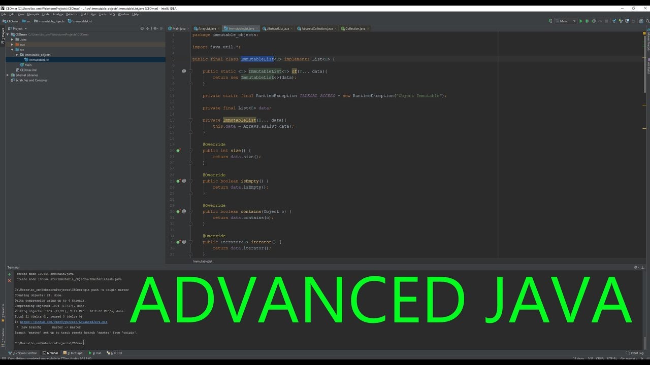 Advanced Java - Immutable Collections