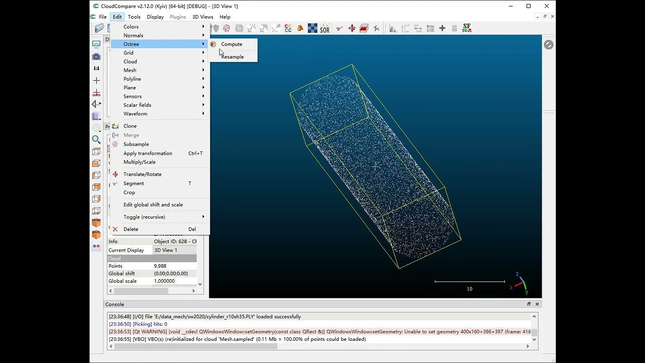 CloudCompare: How to use Edit Octree compute