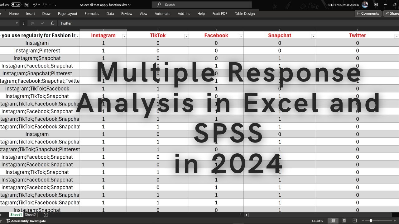 Multiple Response Analysis in Excel and SPSS