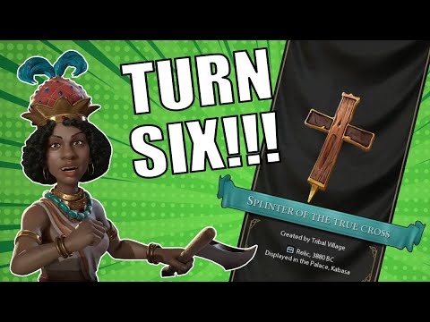 Civ 6 | EVERYONE GET IN HERE IT'S A TURN 6 RELIC GOD START! (#1 Deity Nzinga Kongo Civilization VI)
