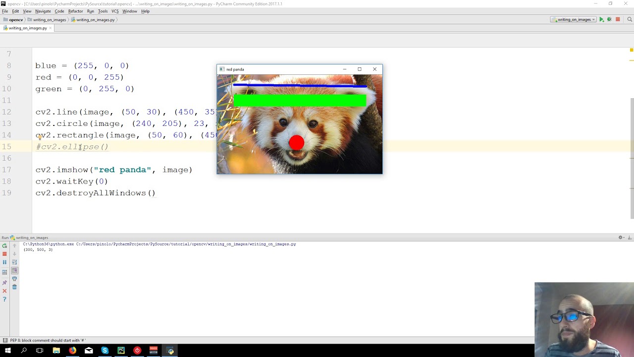 Drawing on images - OpenCV 3.4 with python 3 Tutorial 3
