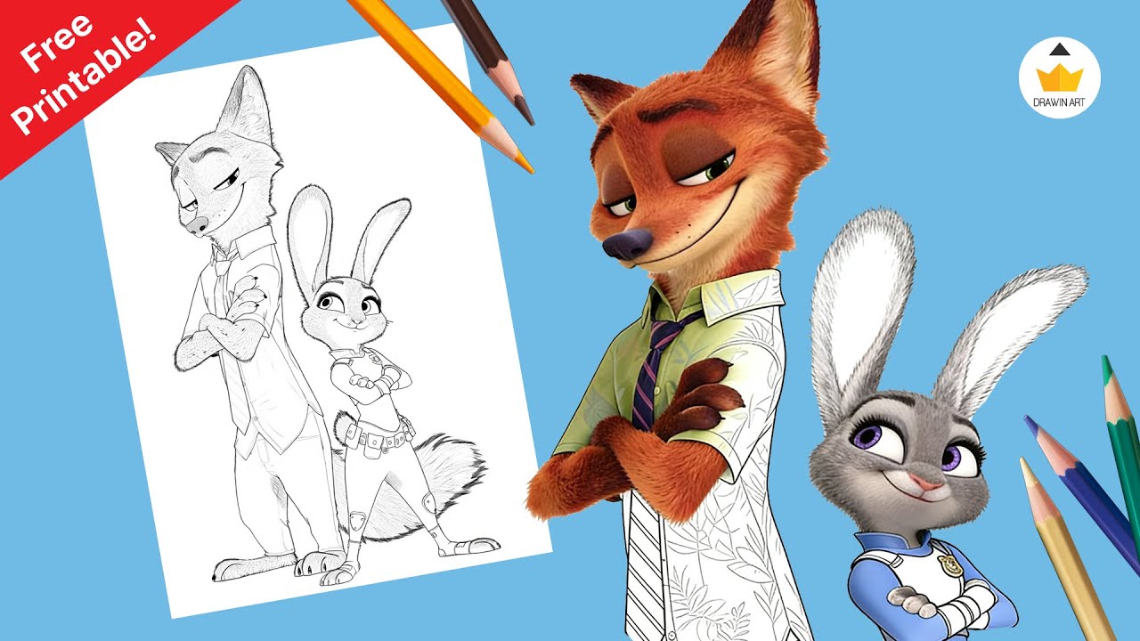 주토피아2 색칠공부 무료도안 Zootopia Coloring Pages Free PDF Printables