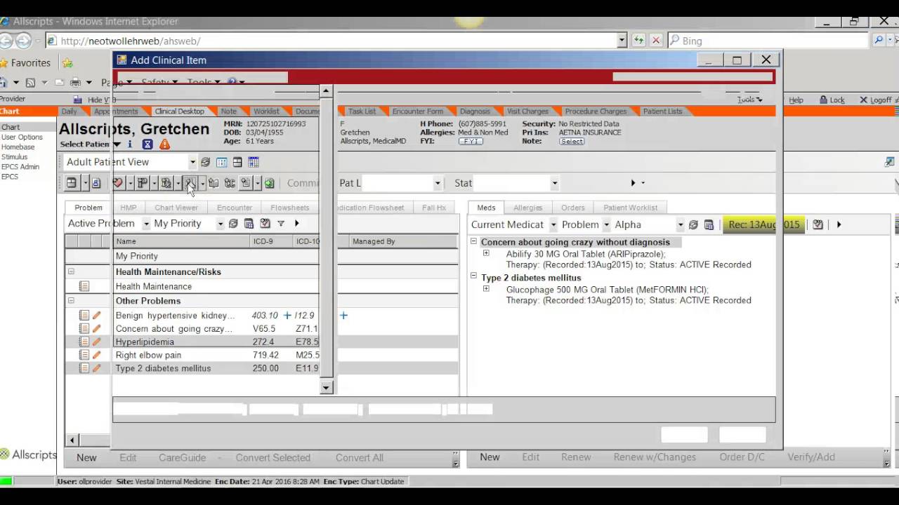Allscript TW Lab Order Work Flow