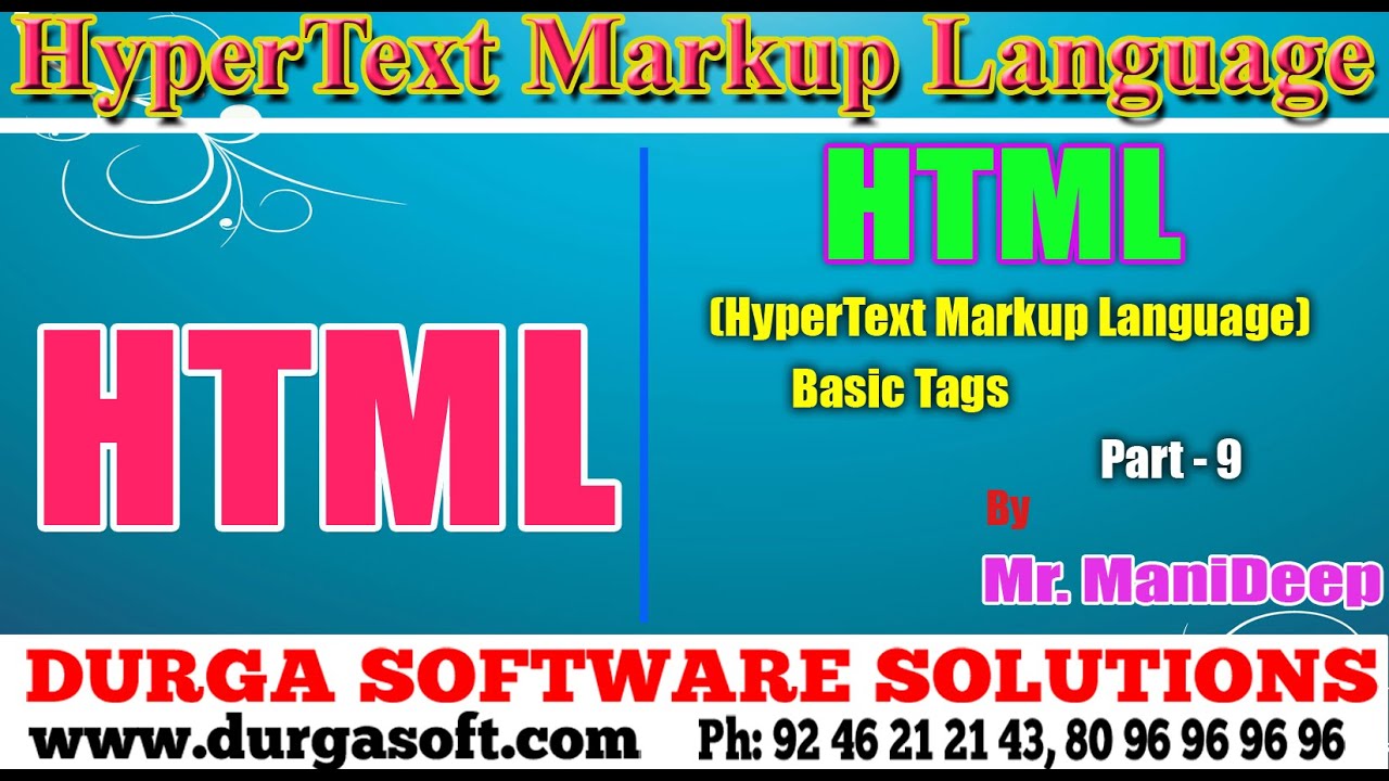 HTML||HTML Basic Tags Part- 9 by Manideep