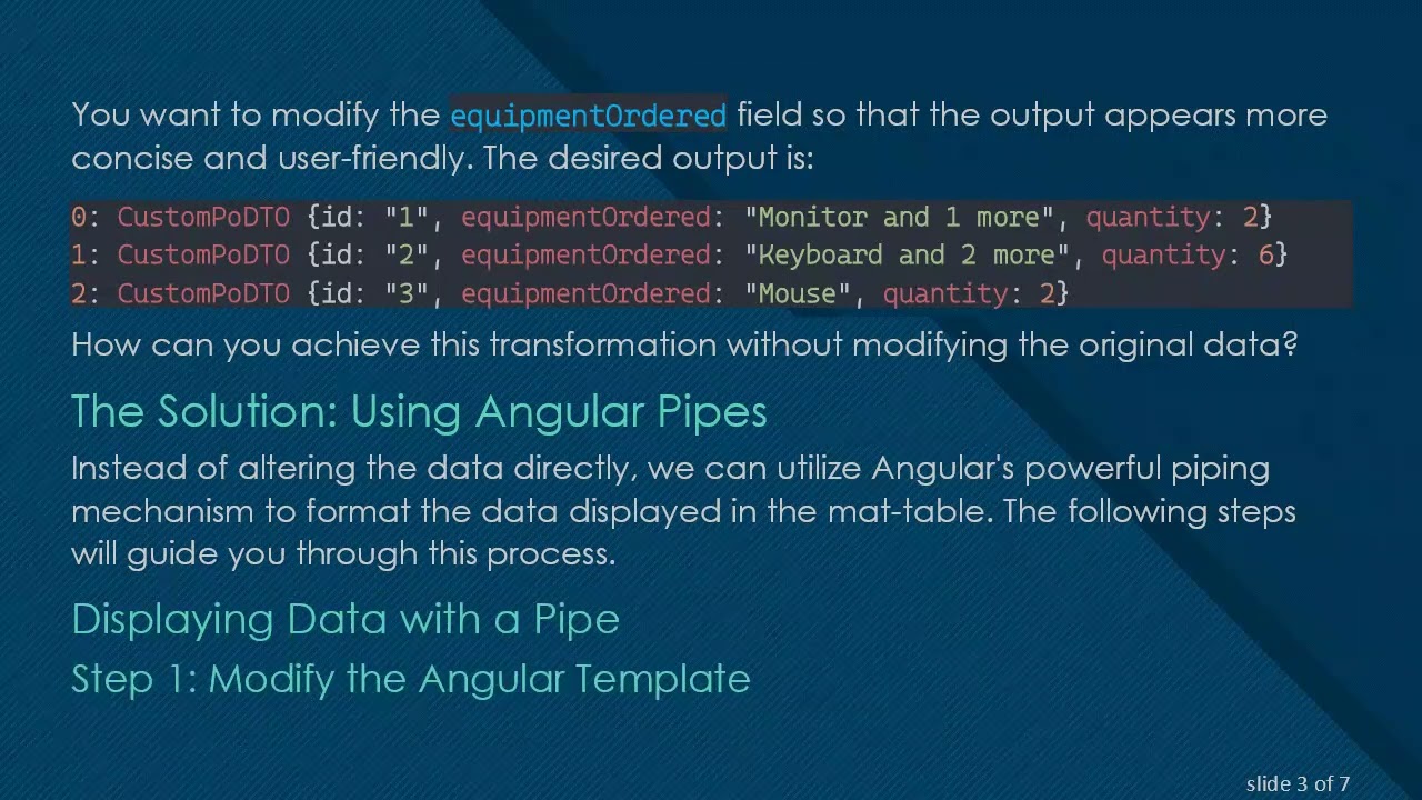 How to Transform Data for Angular Mat-Table Display