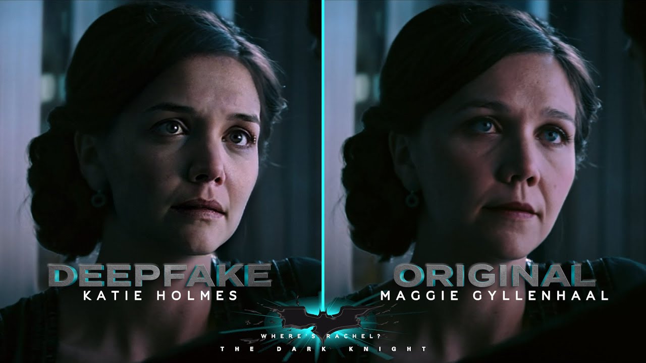 Katie Holmes returns as Rachel in The Dark Knight | Deepfake and comparison with Maggie Gyllenhaal