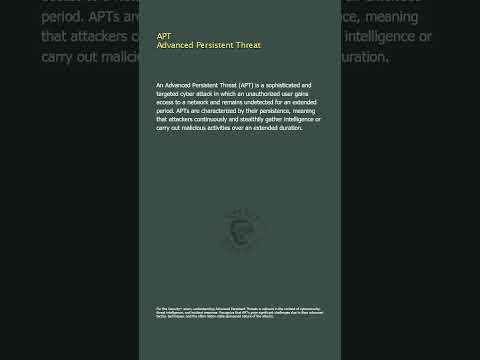 APT - Advanced Persistent Threat - Security+