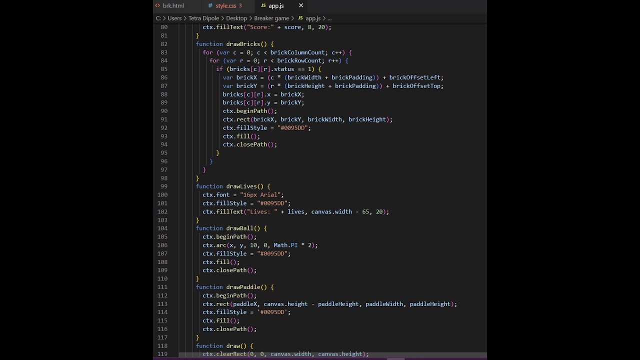 Brick Breaker Game - How to code and develop Game using HTML, CSS & JavaScript source Code available
