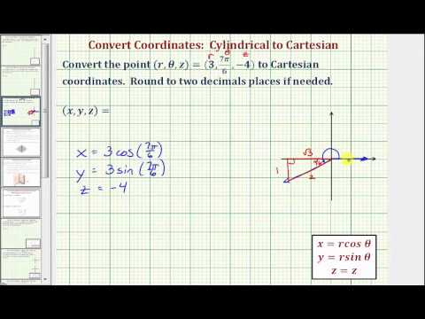 Ex: Convert Cylindrical Coordinates to Cartesian Coordinates | Math ...