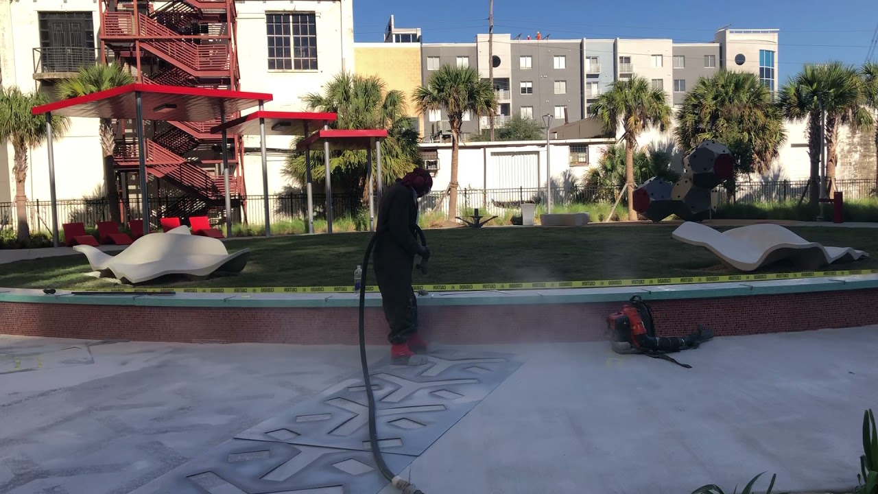 Decorative concrete sandblasting