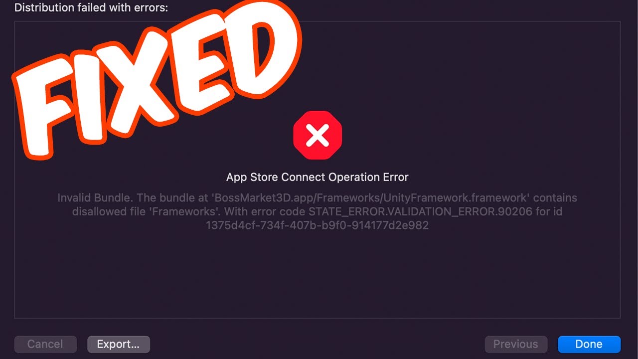 UnityFramework.framework contains disallowed file 'Frameworks'. | Unity Xcode error fixed