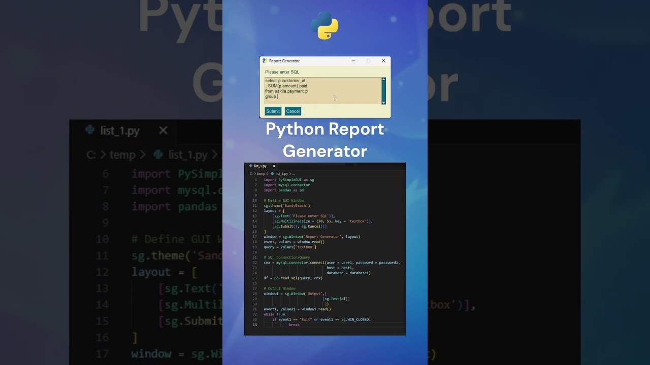 Python report generator project #coding #softwareengineer #shorts #programming #python