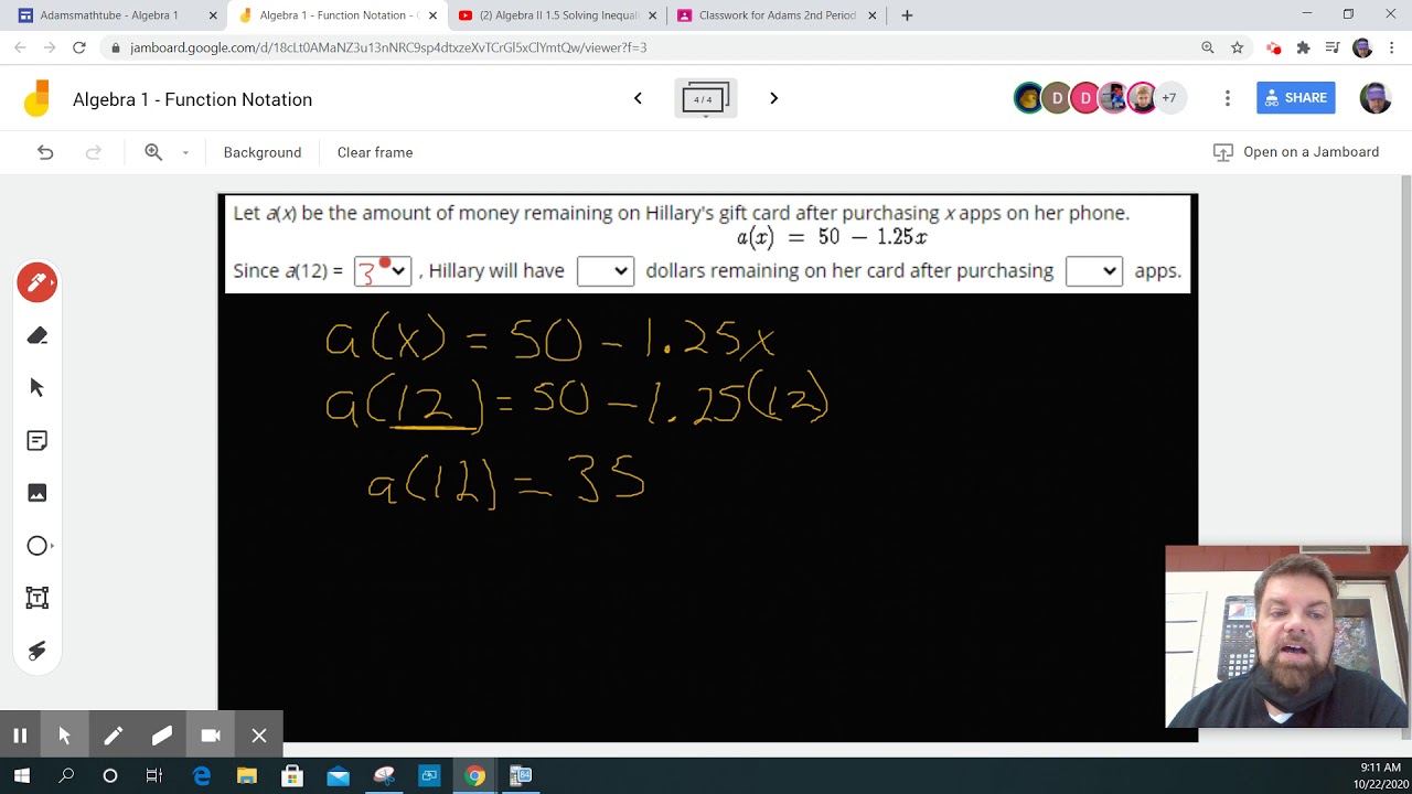 Algebra 1 - Function Notation - Example 4