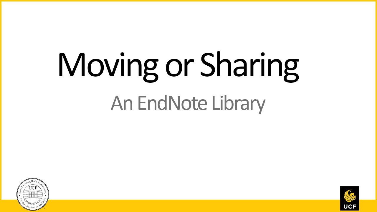 Moving or Sharing an EndNote Library